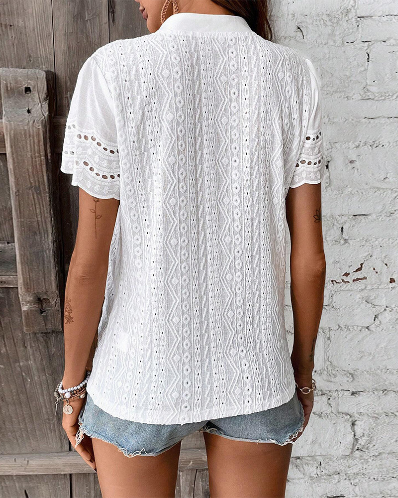 Two-Button Solid Color Simple Top – iktops