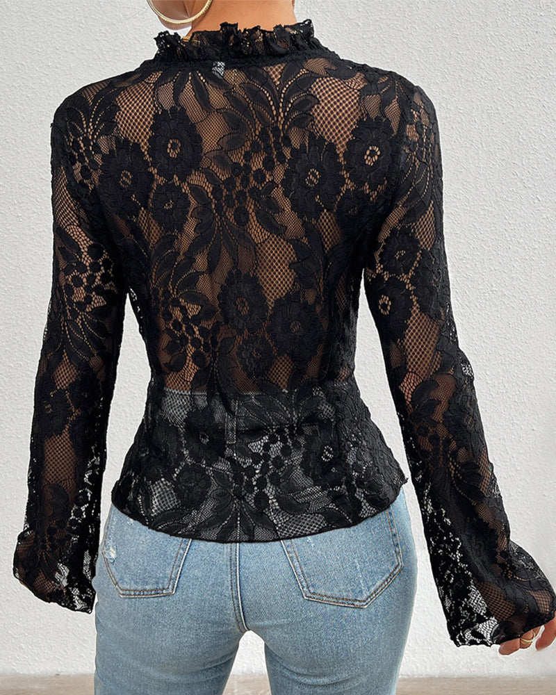 Sexy Long Sleeve Lace Top – iktops