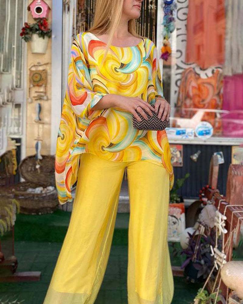 Irregular printed casual set – iktops