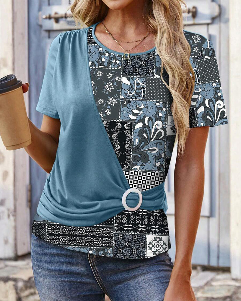 Patchwork Fake Two-Piece T-Shirt – iktops