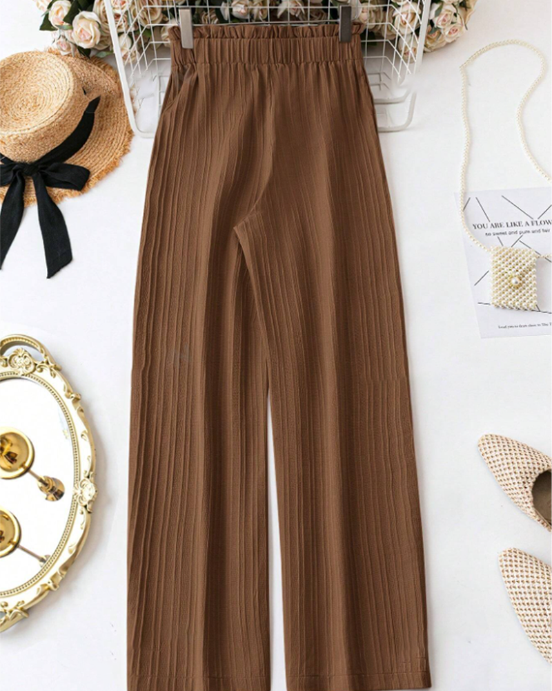 Solid Color Drawstring Pleated Pants – iktops